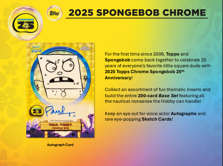 2025 Topps Chrome Spongebob Squarepants 25th Anniversary Hobby 12-Box Case Release Date ...